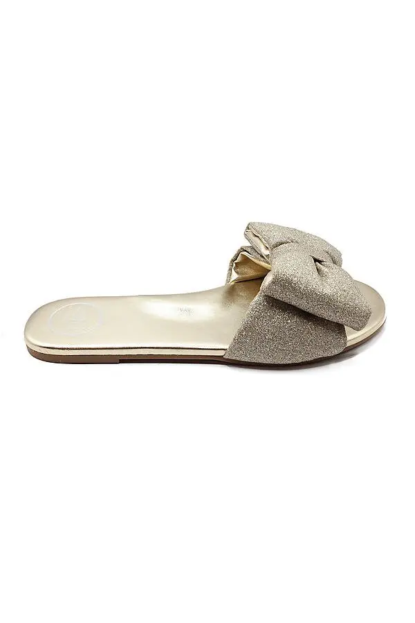 SOLEI SEA Rafie Bow Slide Sandals - Bronze