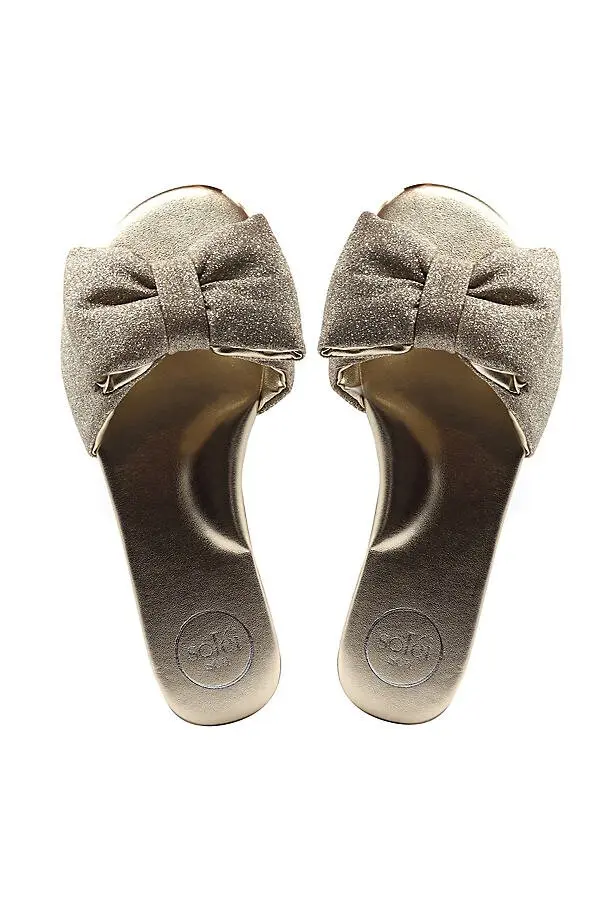 SOLEI SEA Rafie Bow Slide Sandals - Bronze