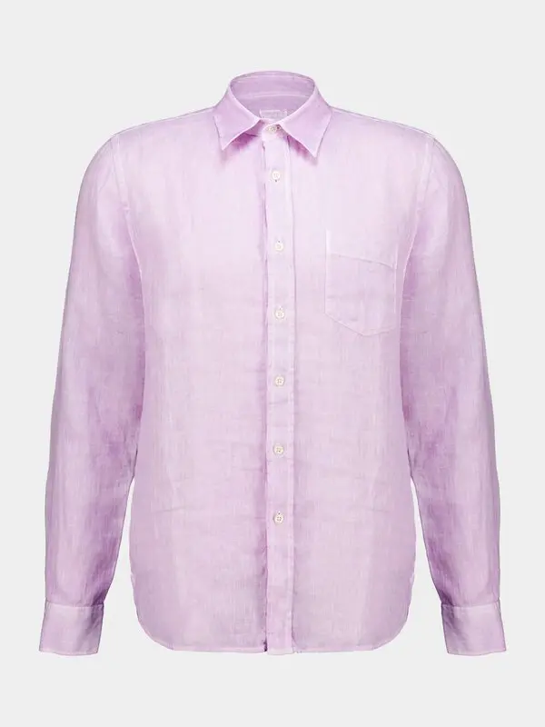 120% Lino Lilac Soft Fade Linen Shirt - Pink