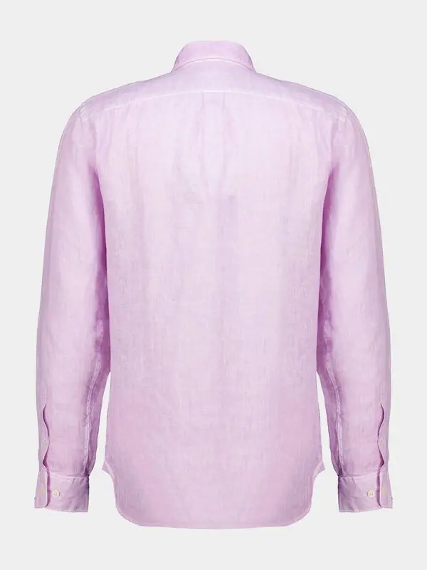 120% Lino Lilac Soft Fade Linen Shirt - Pink