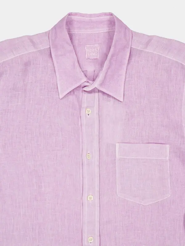 120% Lino Lilac Soft Fade Linen Shirt - Pink