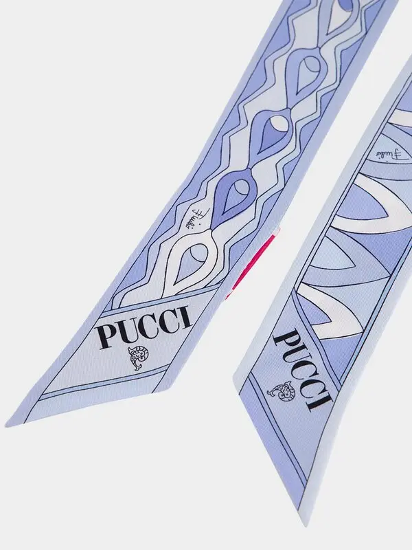 Emilio Pucci Pale Mixed Print Silk Twill Bandeau Scarf