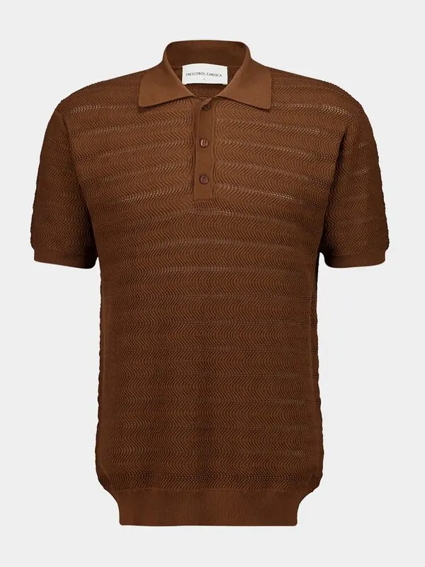 Frescobol Carioca Vidal Cotton Jacquard Polo - Brown
