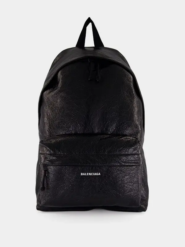 Balenciaga Explorer Leather Backpack - Black