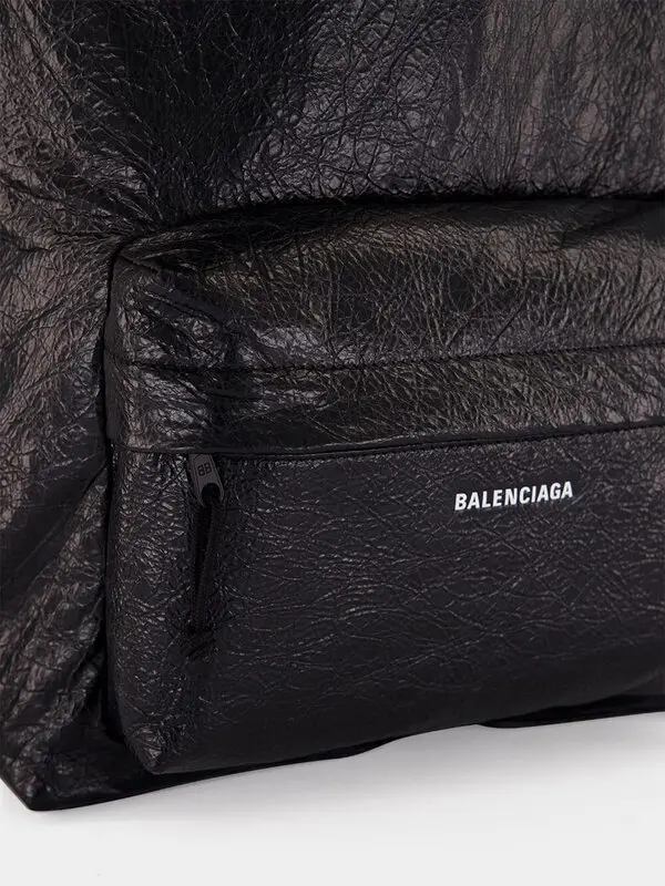 Balenciaga Explorer Leather Backpack - Black