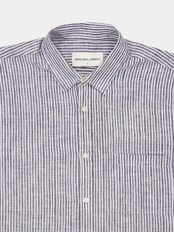 Frescobol Carioca Navy Telles Linen Shirt - Blue