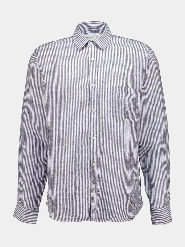 Frescobol Carioca Navy Telles Linen Shirt - Blue