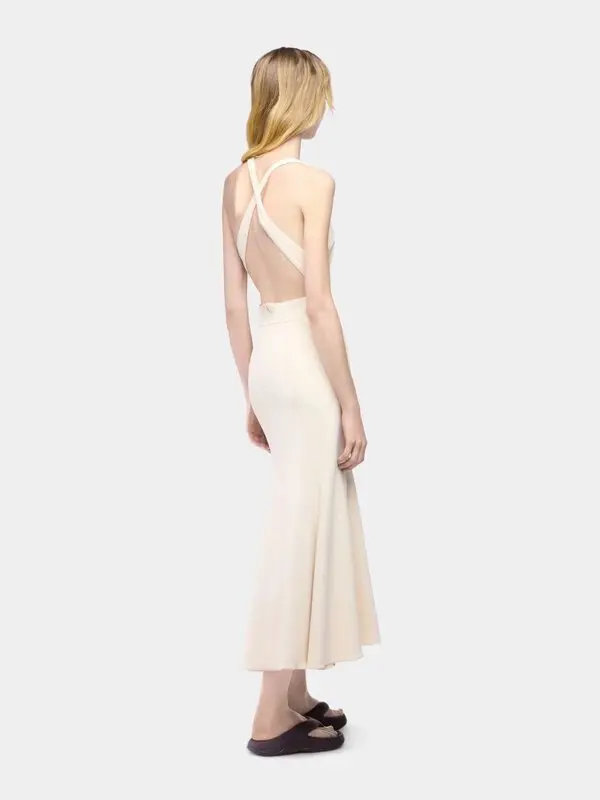 Rabanne Ivory Cut-out Viscose Jersey Midi Dress - Beige