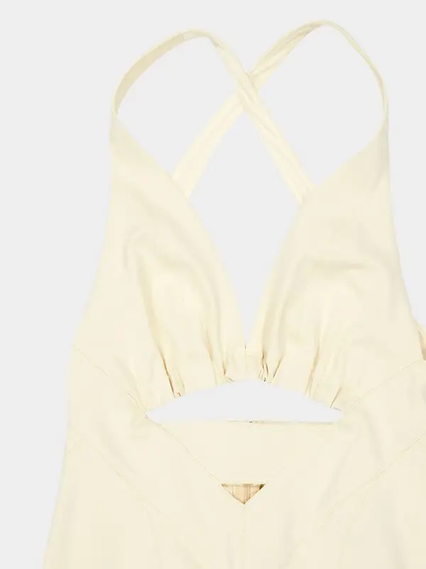 Rabanne Ivory Cut-out Viscose Jersey Midi Dress - Beige