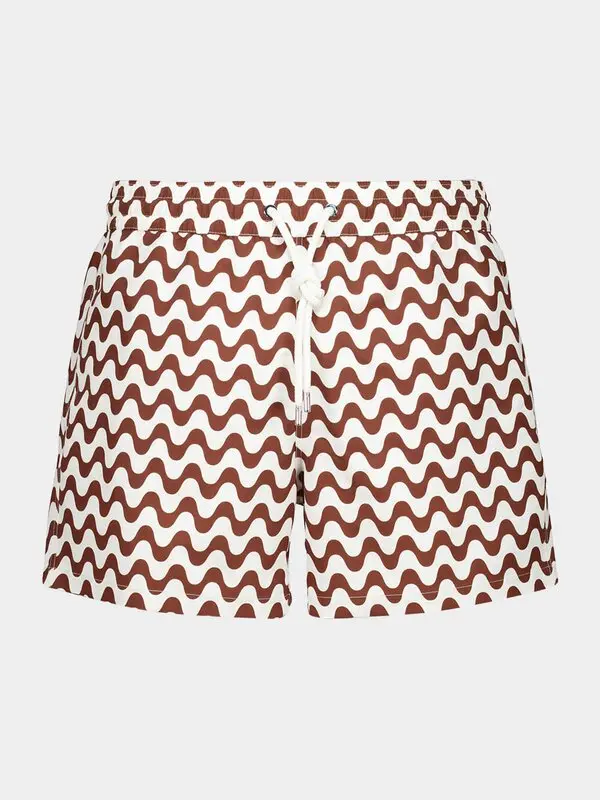 Frescobol Carioca Copacabana Print Swim Shorts - Brown