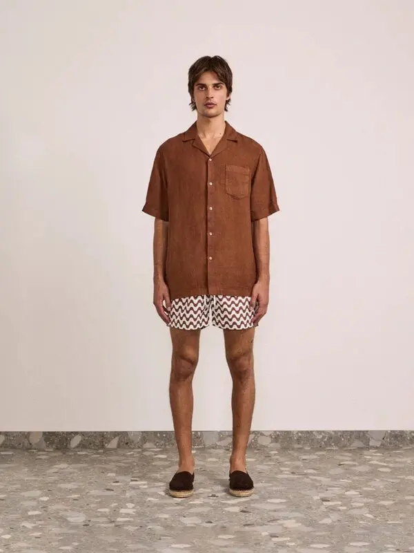 Frescobol Carioca Copacabana Print Swim Shorts - Brown