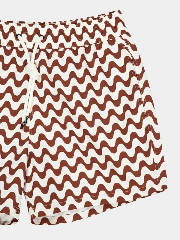Frescobol Carioca Copacabana Print Swim Shorts - Brown
