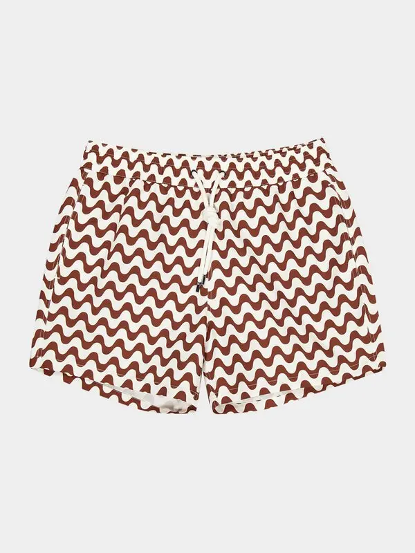 Frescobol Carioca Copacabana Print Swim Shorts - Brown