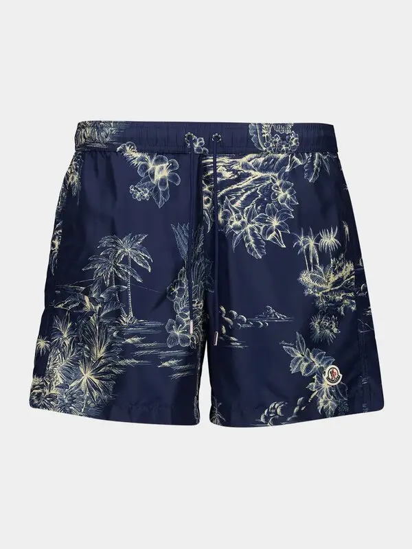 Moncler Floral Print Swim Shorts - Blue
