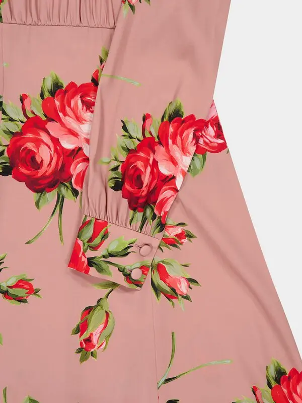 Dolce & Gabbana Rose Bouquet Print Silk Maxi Dress - Pink