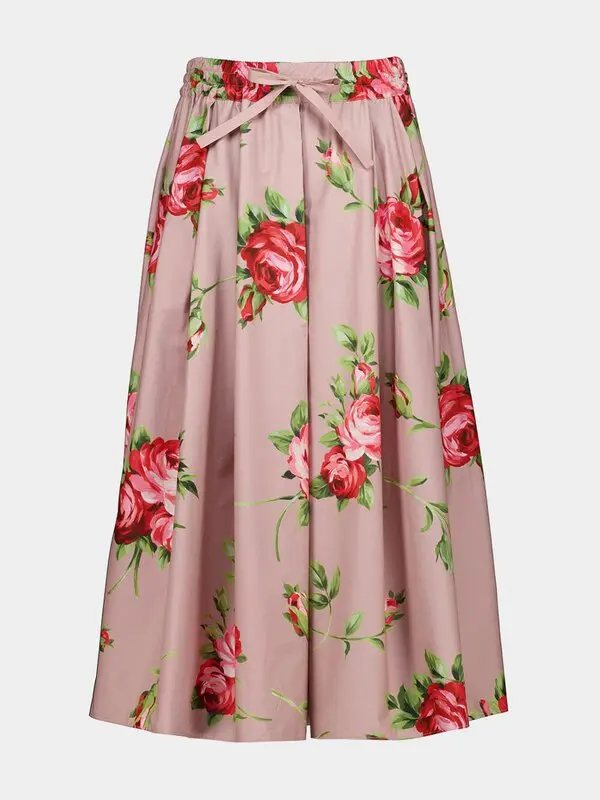 Dolce & Gabbana Rose Bouquet Print Pleated Midi Skirt - Pink