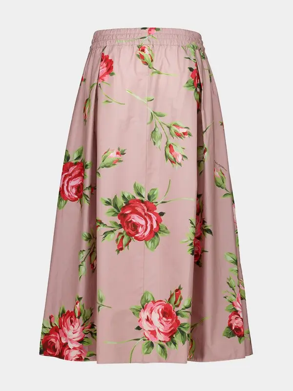 Dolce & Gabbana Rose Bouquet Print Pleated Midi Skirt - Pink