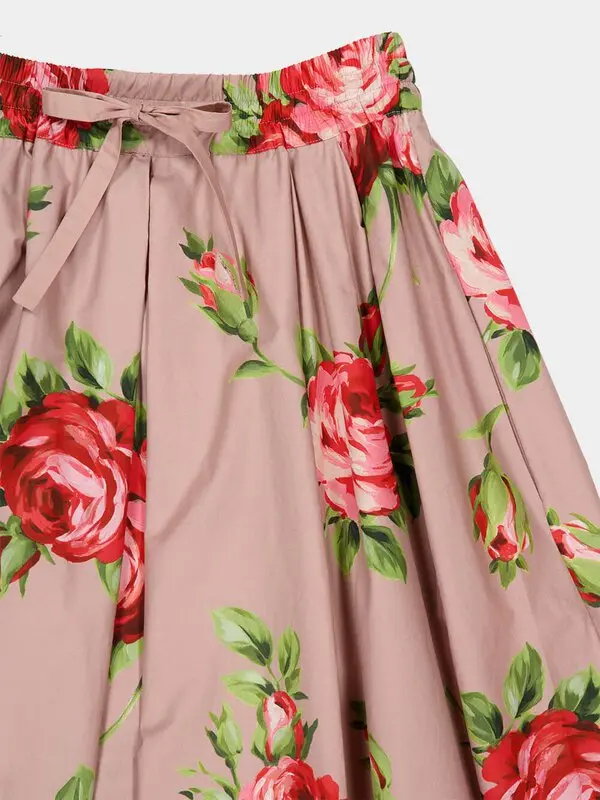 Dolce & Gabbana Rose Bouquet Print Pleated Midi Skirt - Pink