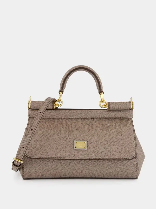 Dolce & Gabbana Sicily Mini Leather Handbag - Beige