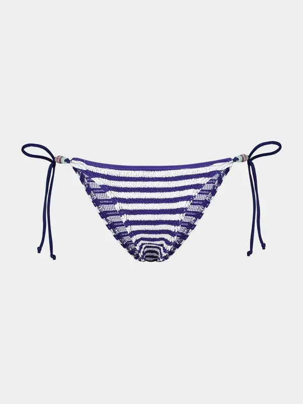 Bond Eye Beaded Tie-side Bikini Brief - Blue