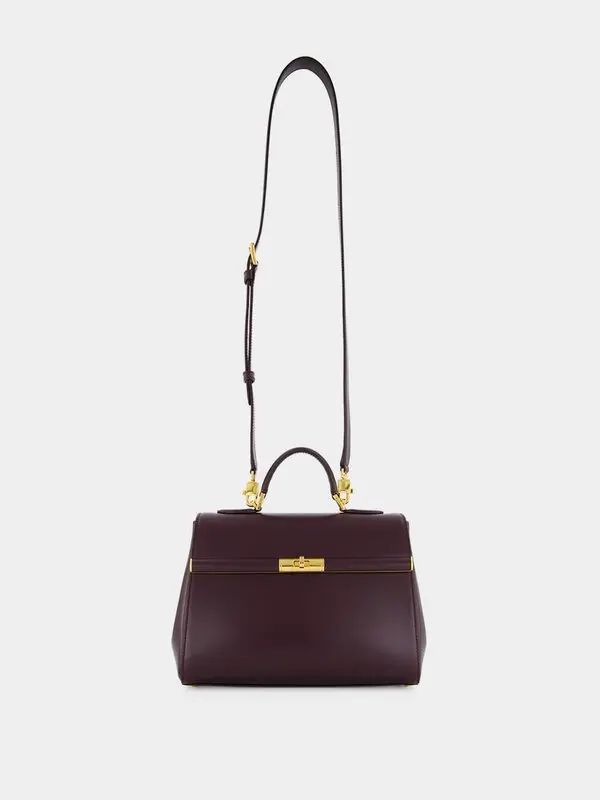 Dolce & Gabbana Marlene Handbag In Palmellato Calfskin - Burgundy