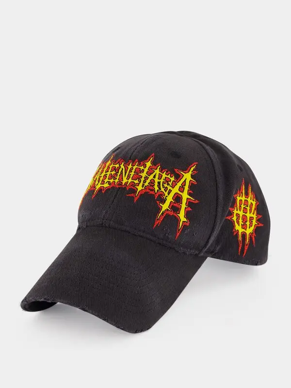 Balenciaga Faded Sacré Cœur Embroidered Cap - Black