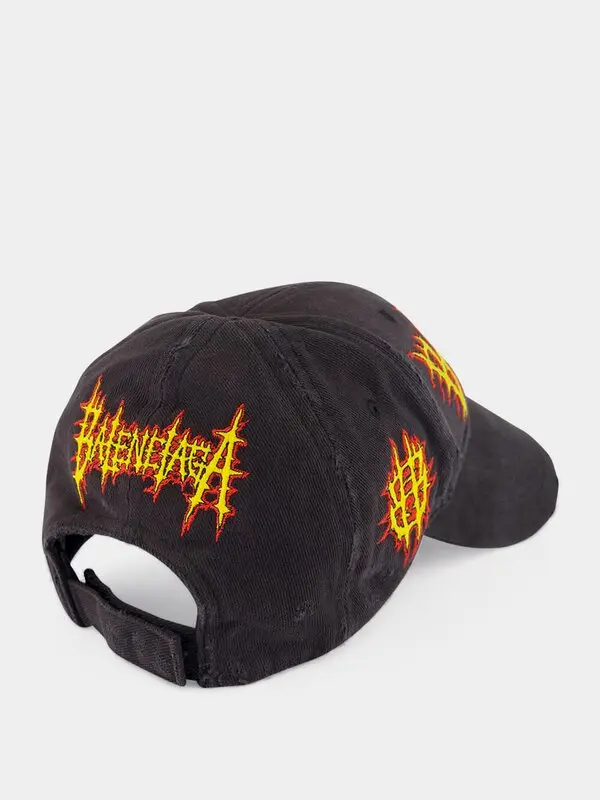 Balenciaga Faded Sacré Cœur Embroidered Cap - Black
