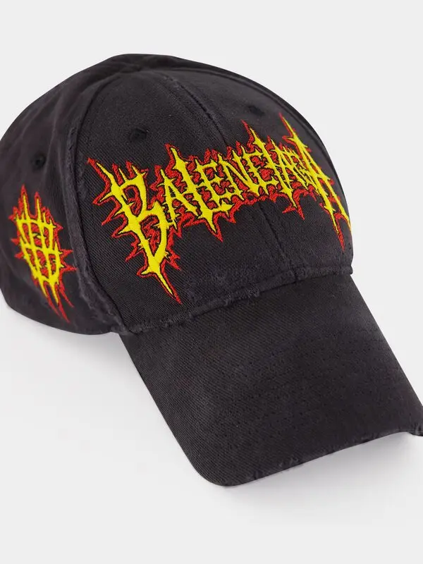 Balenciaga Faded Sacré Cœur Embroidered Cap - Black