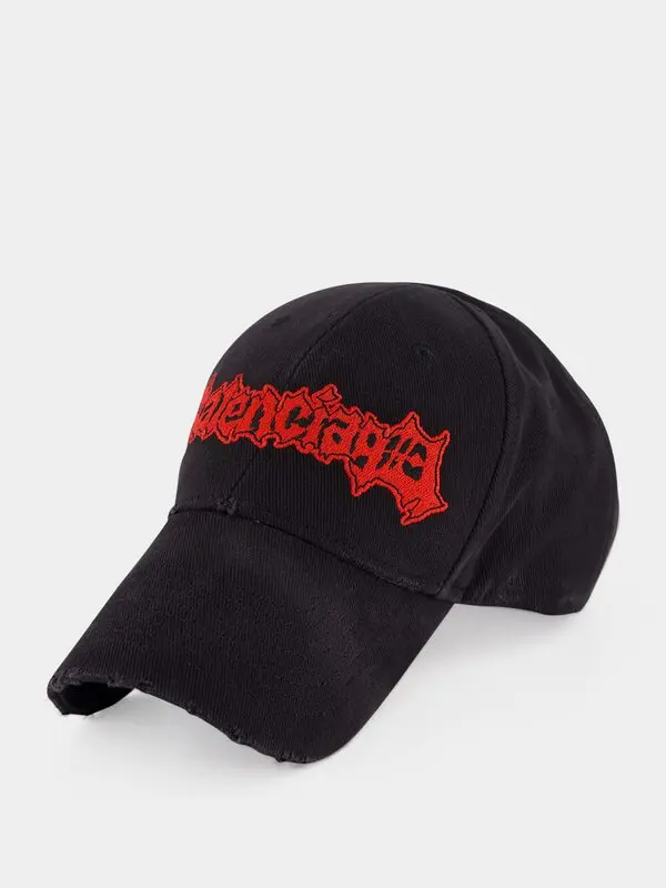Balenciaga Cotton Drill Logo Cap - Black