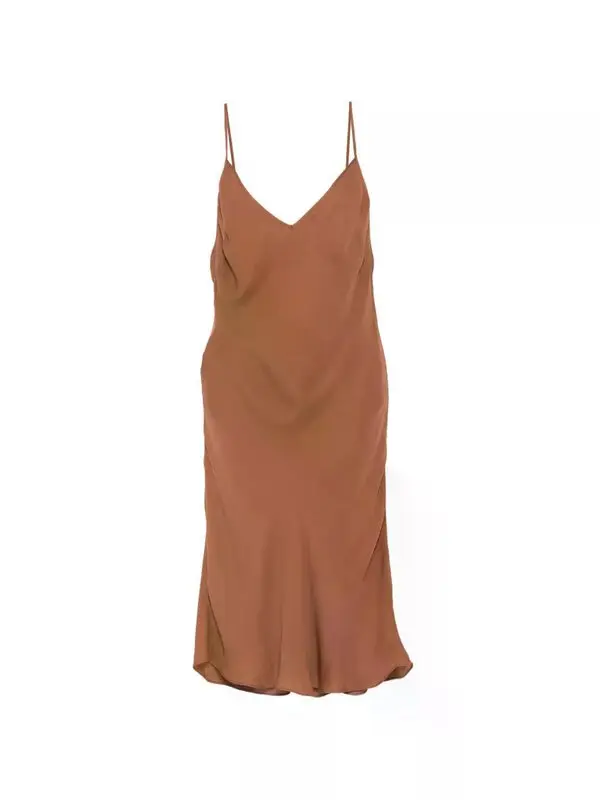 Kiki De Montparnasse V-back Georgette Slip Dress - Brown