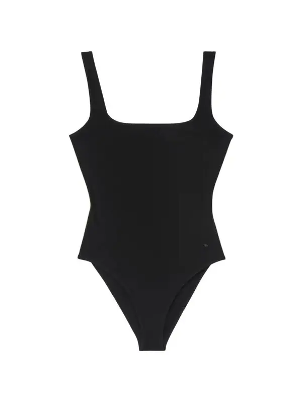 Burberry Check-trimmed Scoop Back Swimsuit - Black