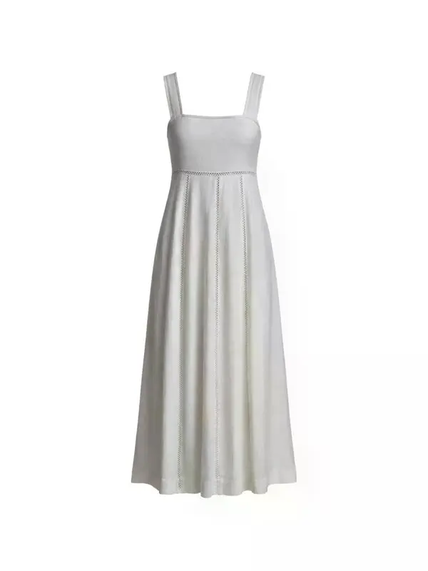 Dkny Tie-back Sleeveless Midi Linen Dress - White