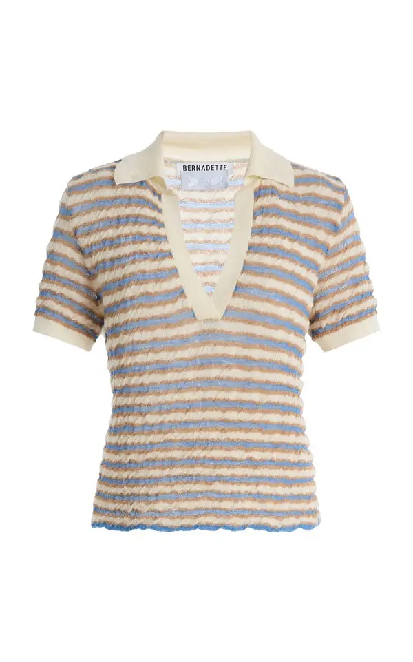 Bernadette Ophelia D Virgin Wool Polo Top - Stripe