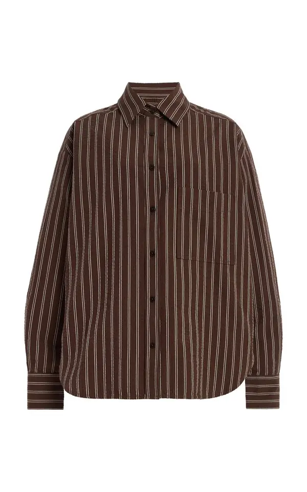 Closed Cotton Seersucker Shirt - Brown