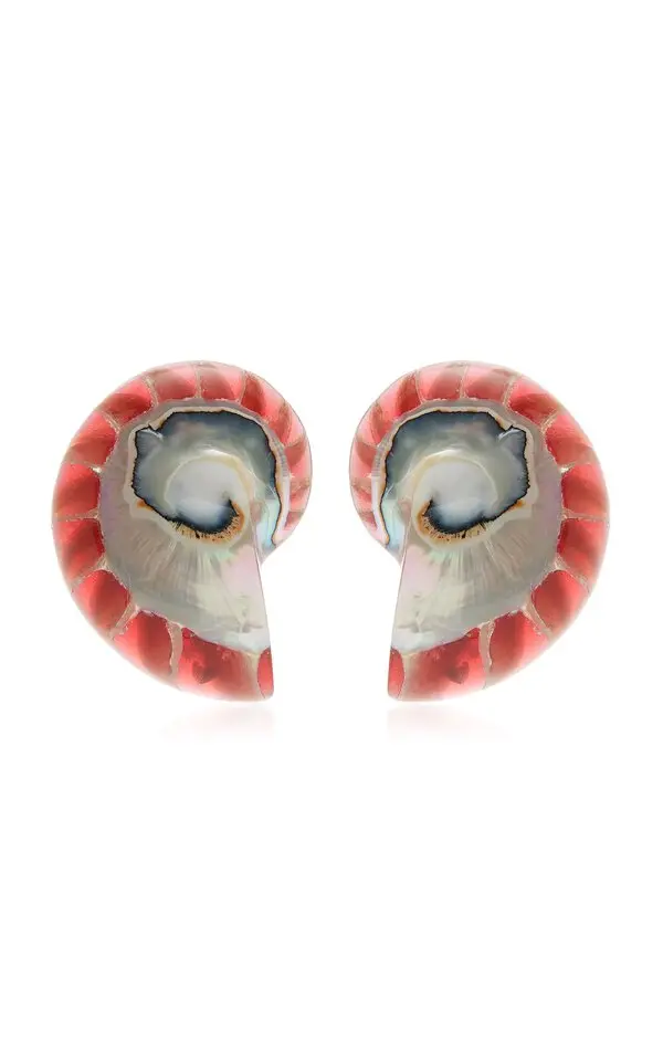 JULIETTA Nautilus Rhodium-plated Resin And Shell Earrings