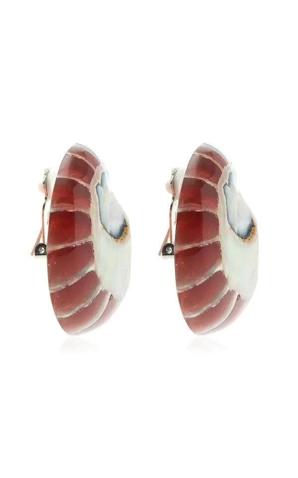 JULIETTA Nautilus Rhodium-plated Resin And Shell Earrings