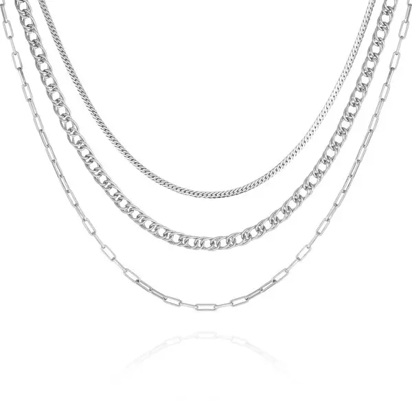 Vince Camuto Multi Layered Chain Necklace - Silver Tone