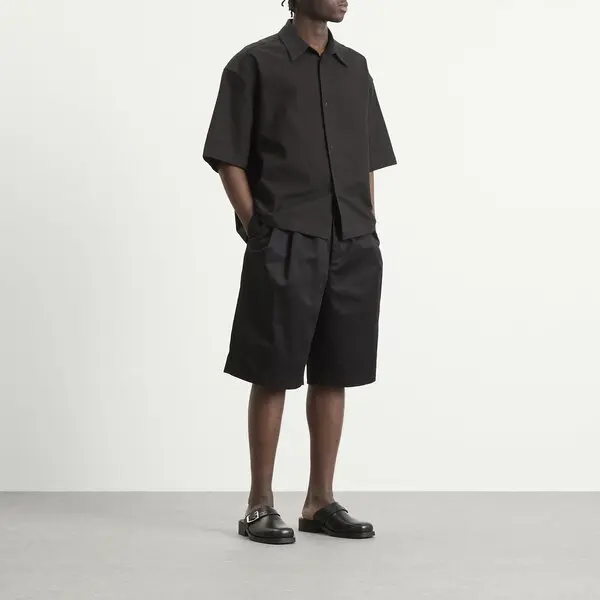 Studio Nicholson Sanko Cotton Linen Boxy Shirt - Black
