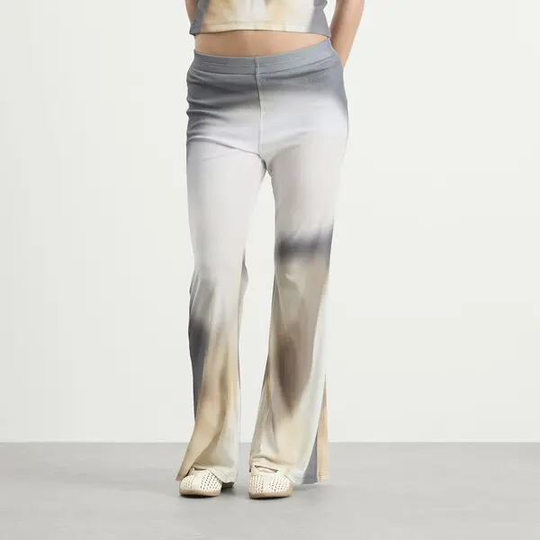 KIJUN Sheer Print Flared Trousers
