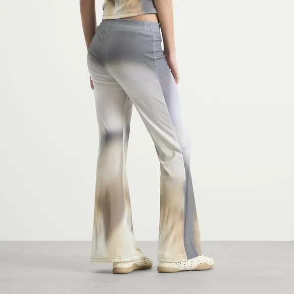 KIJUN Sheer Print Flared Trousers