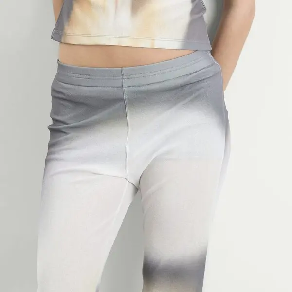 KIJUN Sheer Print Flared Trousers