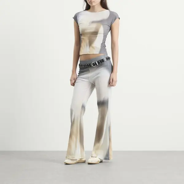 KIJUN Print Cap-sleeve Top