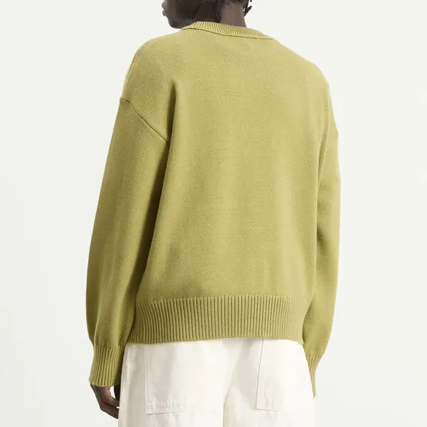 AMI Paris Crewneck Sweater With De Coeur - Matcha/ecru