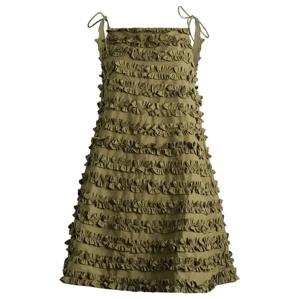 DAMSON MADDER Leili Ruffle Mini Dress - Olive
