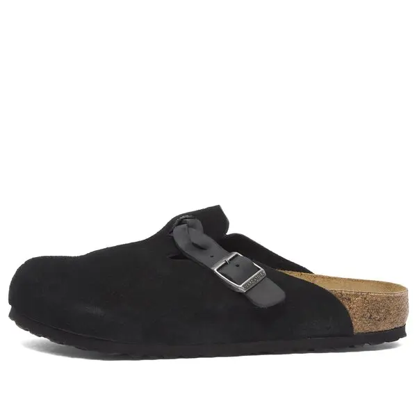 BIRKENSTOCK Boston Braided Clog Size - Black Suede