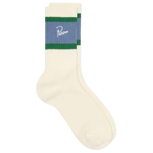 PARRA Signature Striped Crew Socks - White/green