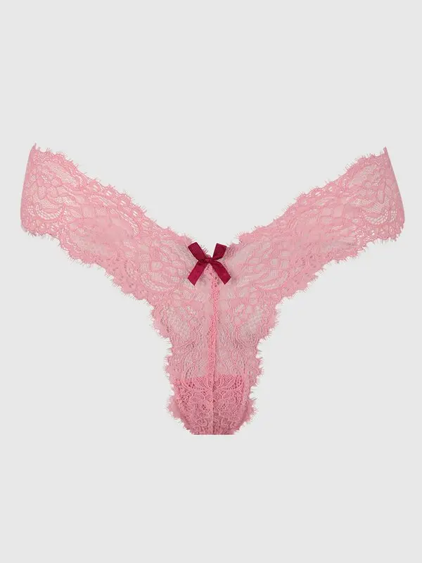Frederick's Of Hollywood Lulu Lace V-thong - Bubblegum Pink