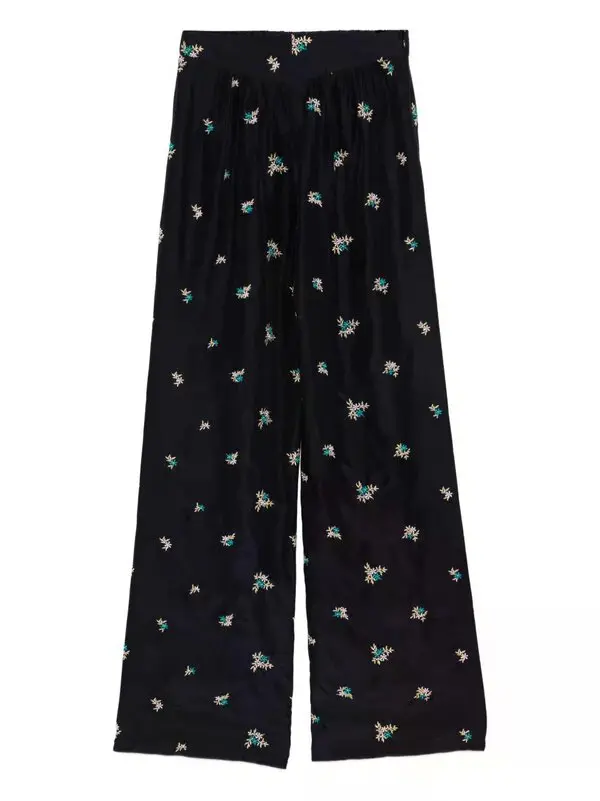 FORTE_FORTE Floral Wide-leg Trousers - Black