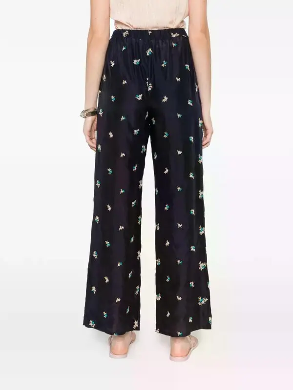 FORTE_FORTE Floral Wide-leg Trousers - Black