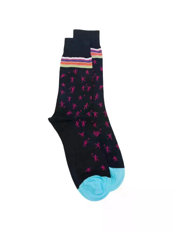 Paul Smith Patterned Crew Socks - Blue